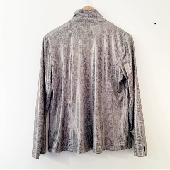 Tops | Vintage Silver Metallic Track Suit Top | Poshmark